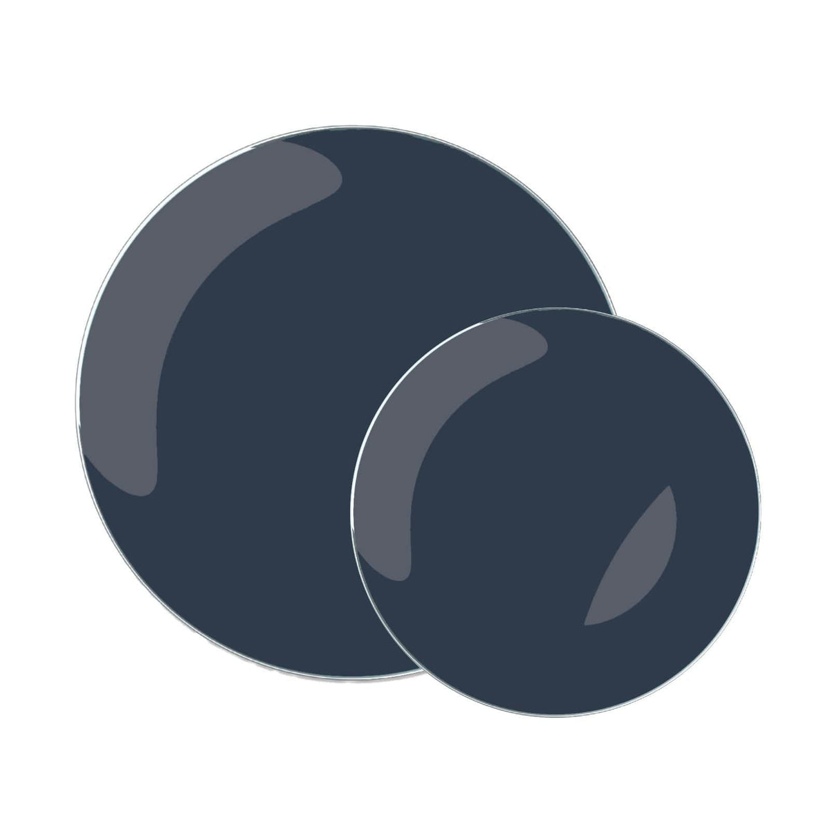 Navy - Silver Round Plastic Plates – Confetti Tableware